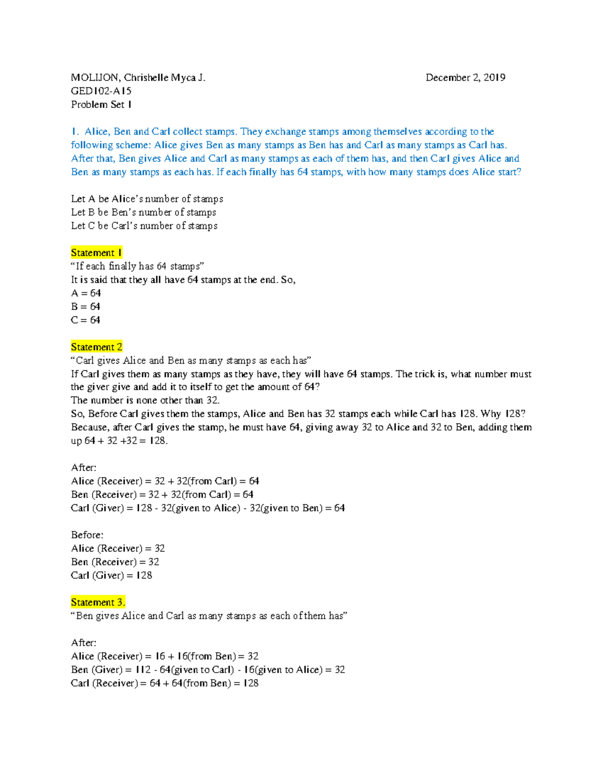 Math 21 mathematics in the modern world - MOLIJON, Chrishelle Myca J ...