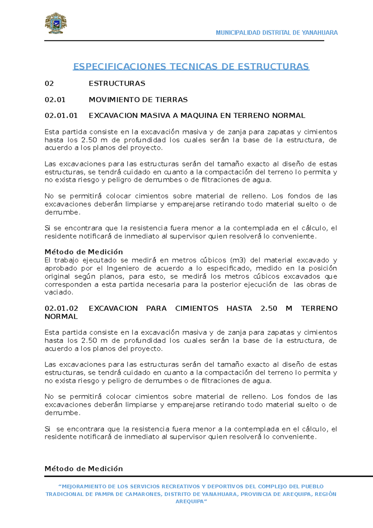 2- Especificaciones Tecnicas Estructuras - ESPECIFICACIONES TECNICAS DE ESTRUCTURAS 02 ...