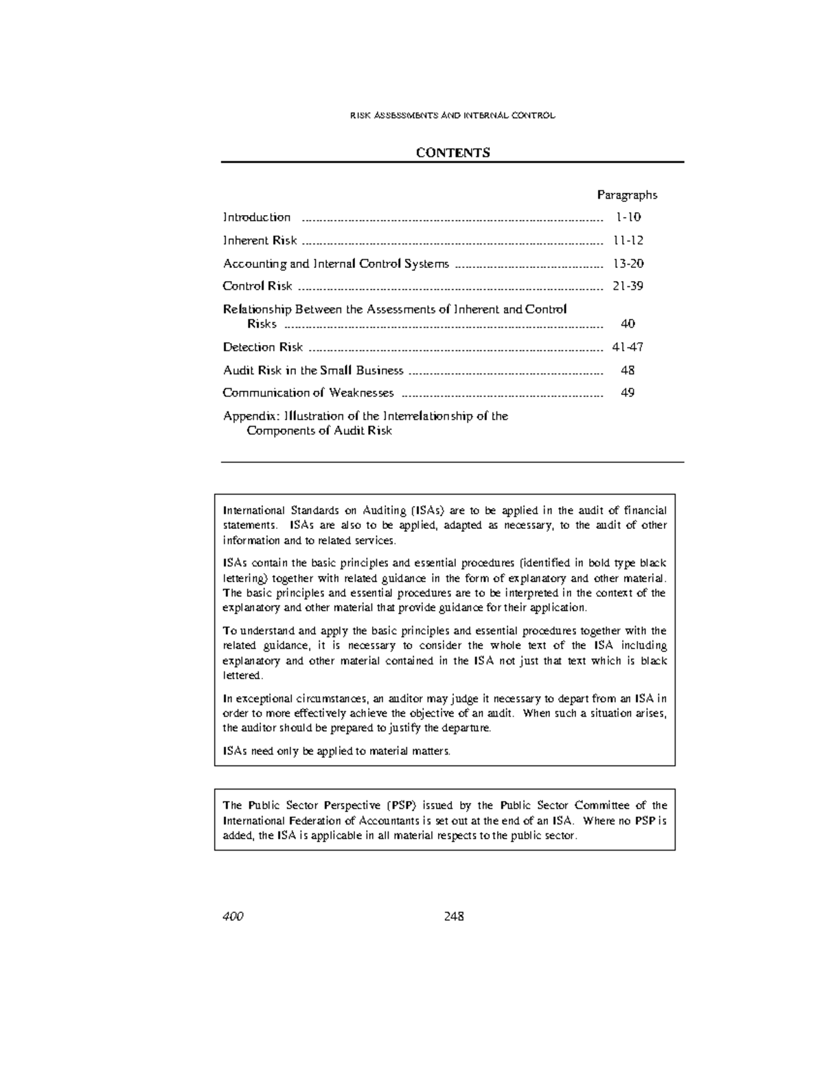 Auditing - Risk Assessments and Internal Control - CONTENTS Paragraphs ...