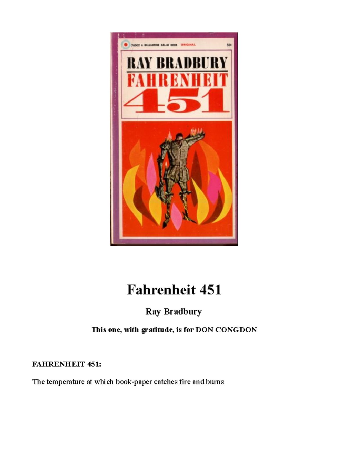 Ray Bradbury - Fahrenheit 451 (2008 ) - Fahrenheit 451 Ray Bradbury ...