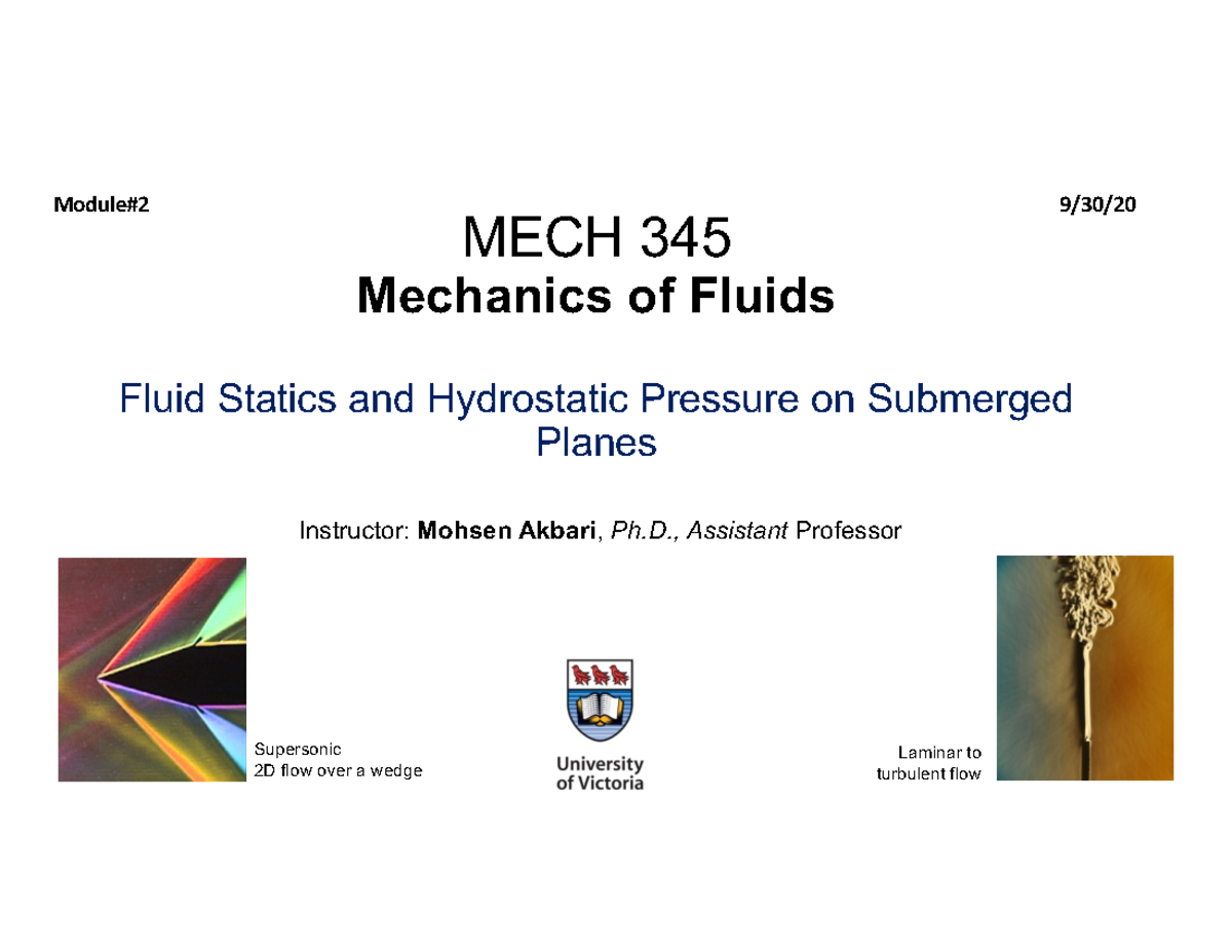 Module #3-Examples - example problems - MECH 345 Mechanics of Fluids ...
