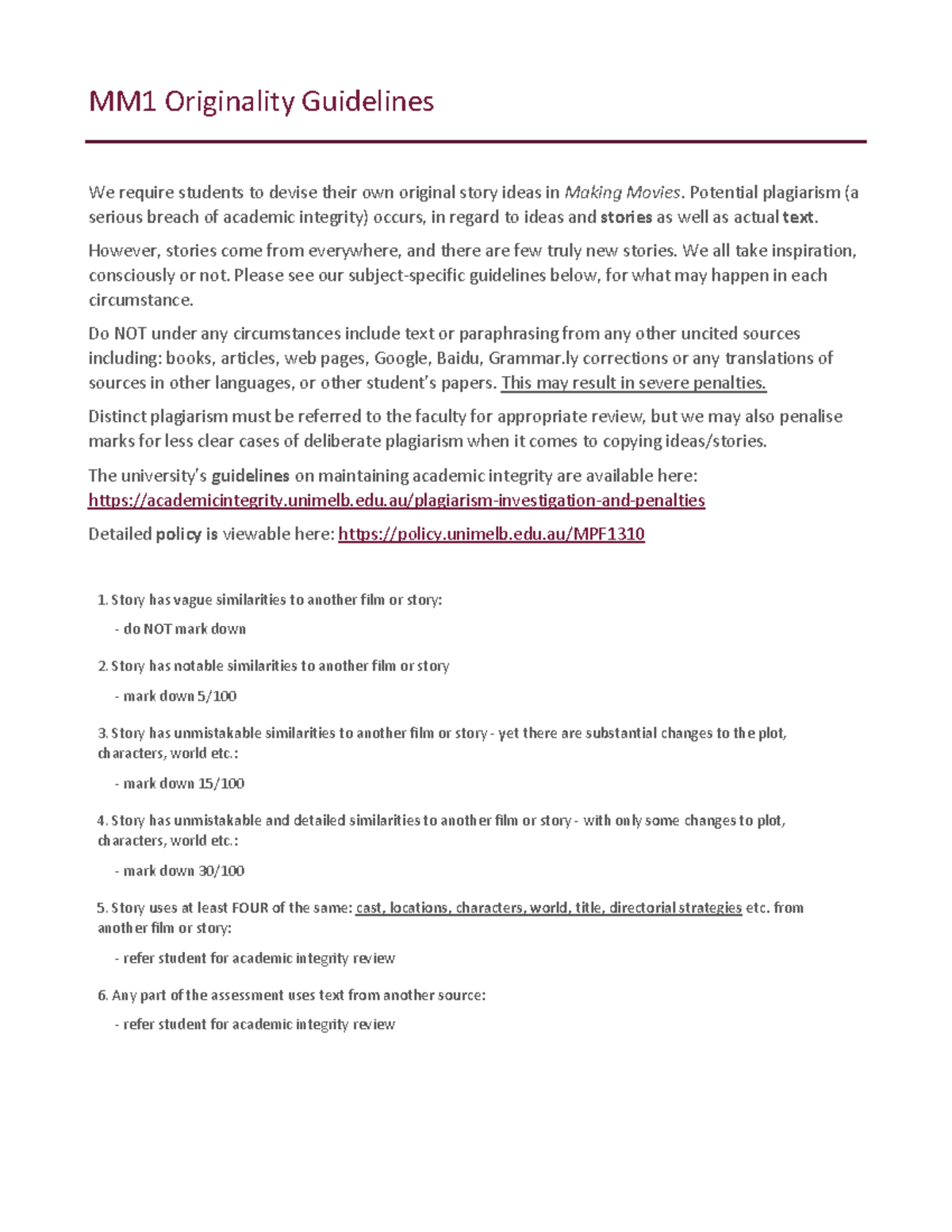 MM1 - Originality Guidelines - MM1 Originality Guidelines We require ...