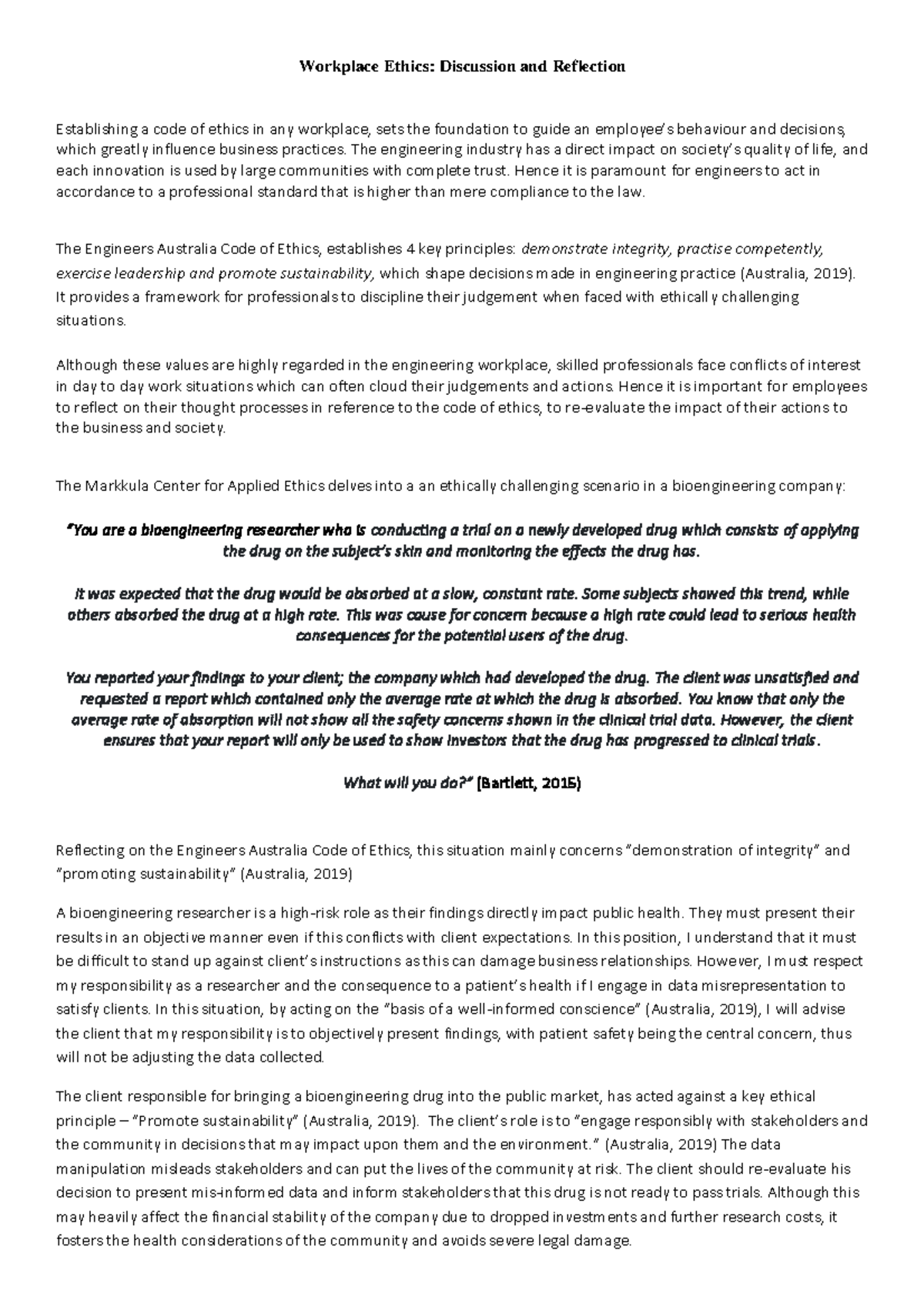 Ethics and Workplace Discussion and Reflection - Workplace Ethics ...