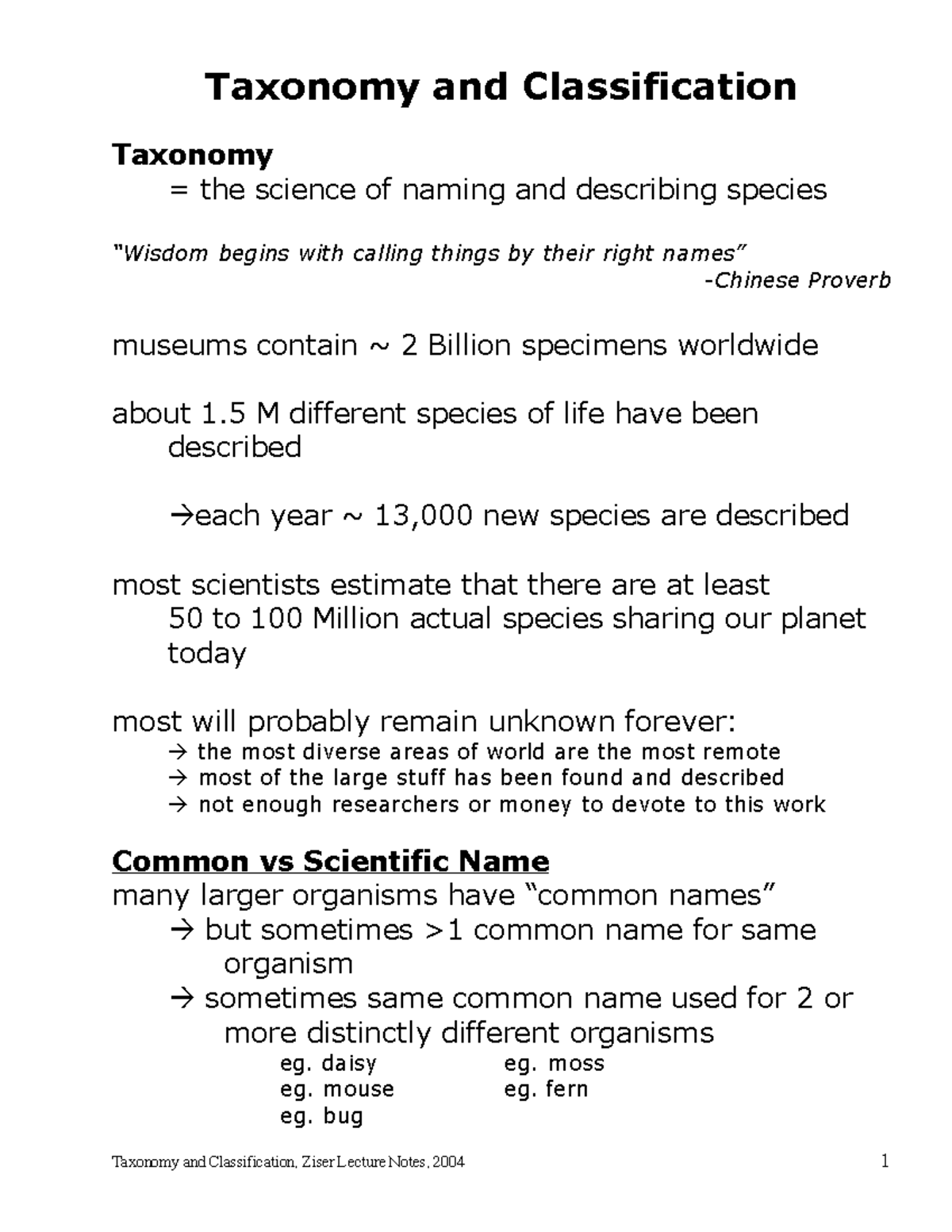 Taxonomy Classification - Taxonomy and Classification Taxonomy = the science of naming and - Studocu