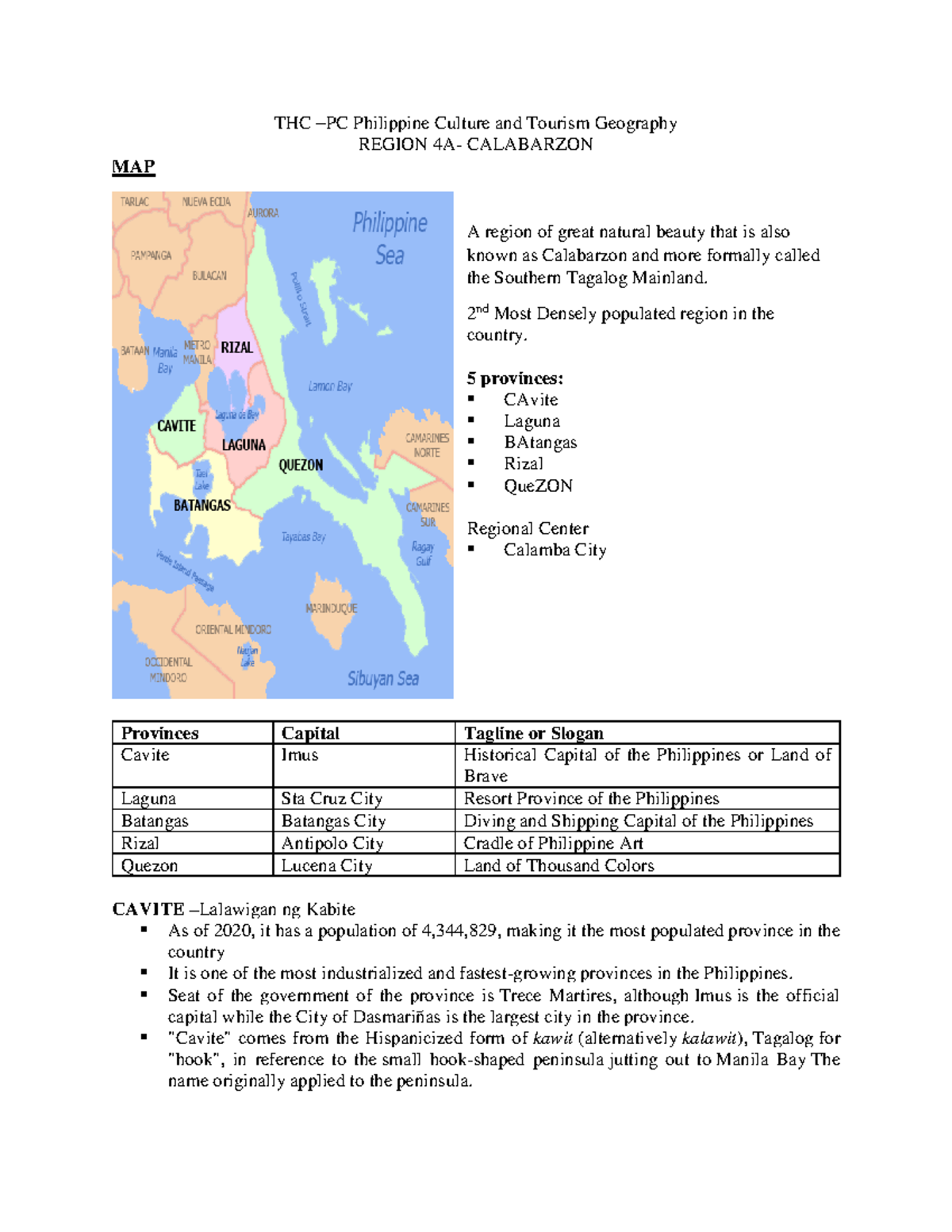 Region 4A - Calabarzon - THC – PC Philippine Culture and Tourism ...