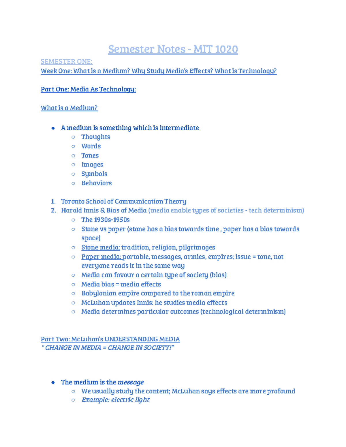 Semester One - MIT - MIT1020E Lecture Notes (all weeks) - Semester ...