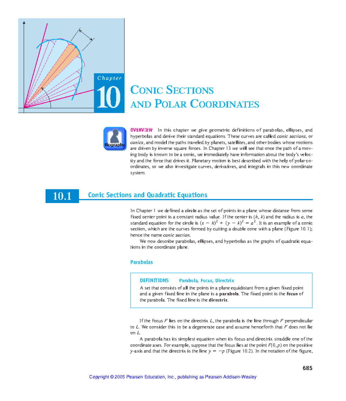 Module 4 - Conic Sections - OVERVIEW In this chapter we give geometric ...