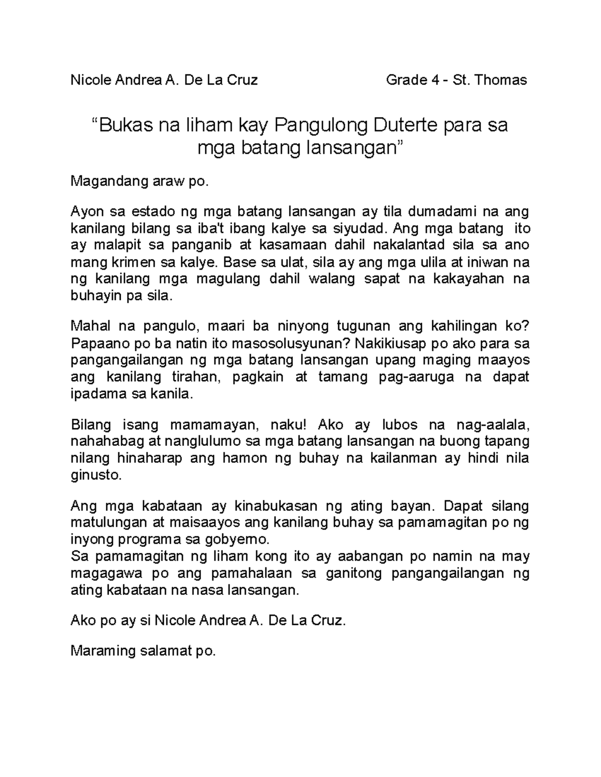 G4 Filipino - Performance Task - Balita - Nicole Andrea A. De La Cruz ...