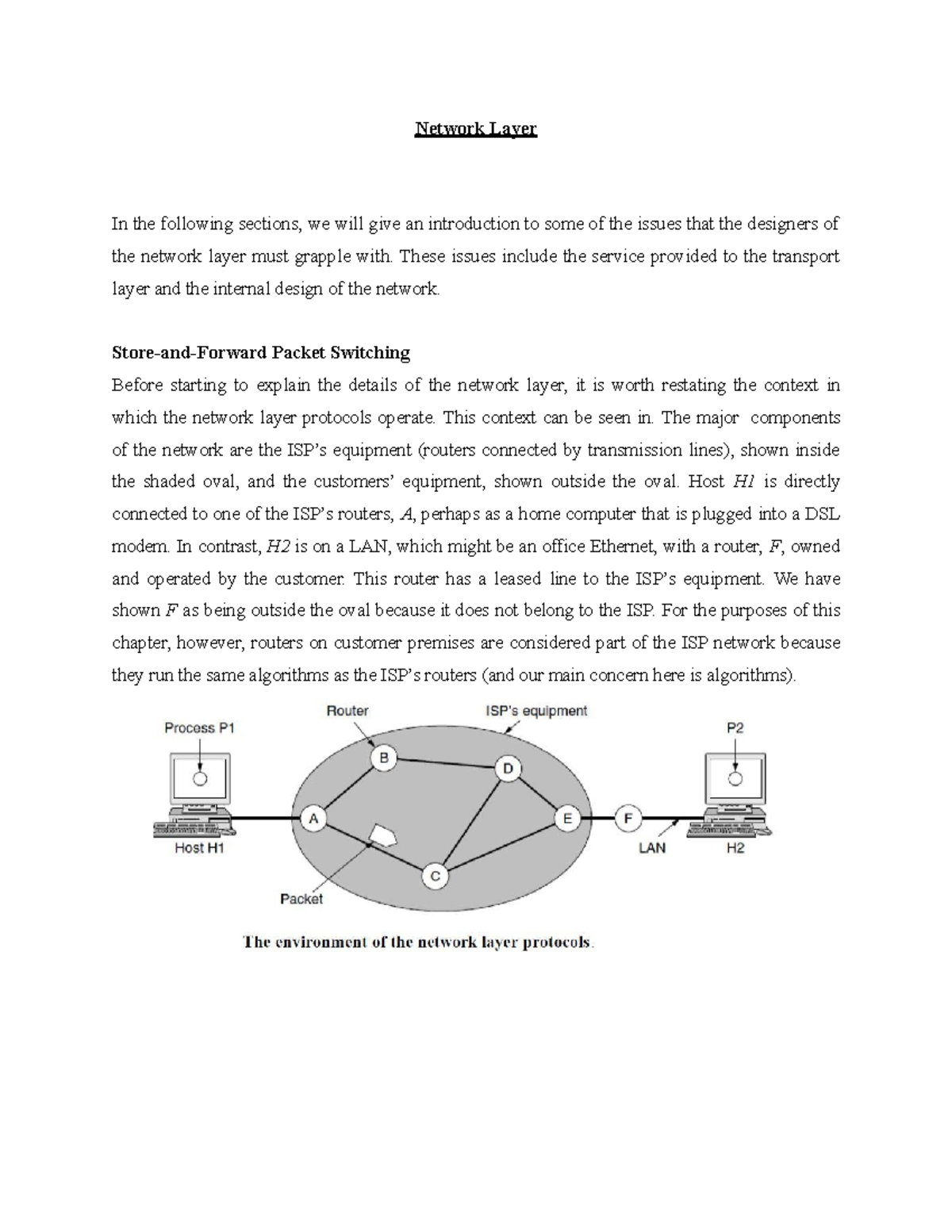 UNIT 9 Network - IT IS LECTURE NOTES - Network Layer In the following ...