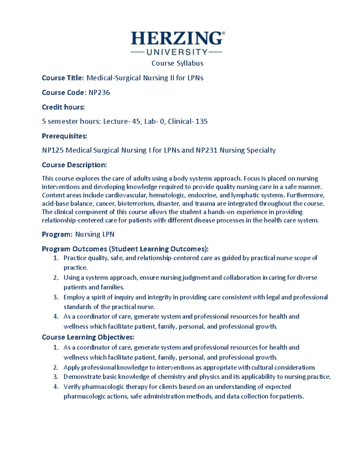 NP236 Course Syllabus 2024 Fall - Course Syllabus Course Title: Medical ...