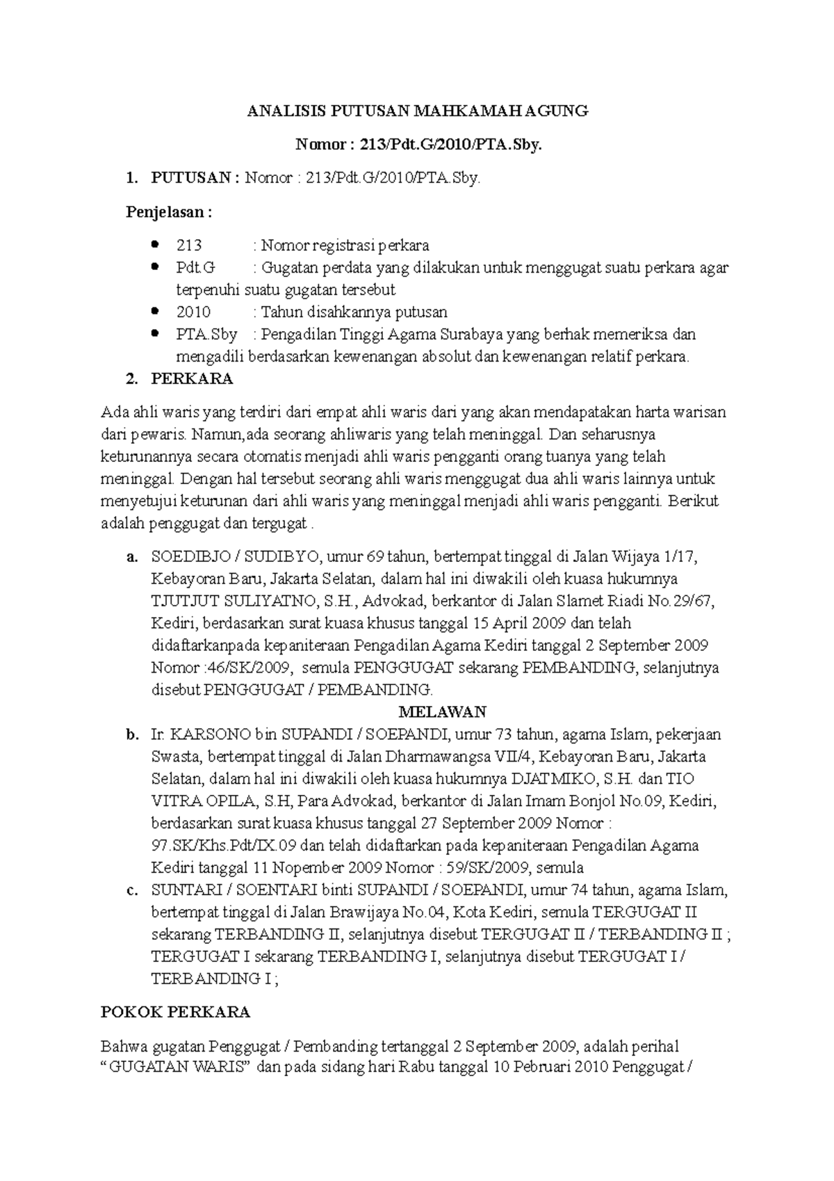 Analisis Putusan Mahkamah Agung - ANALISIS PUTUSAN MAHKAMAH AGUNG Nomor ...
