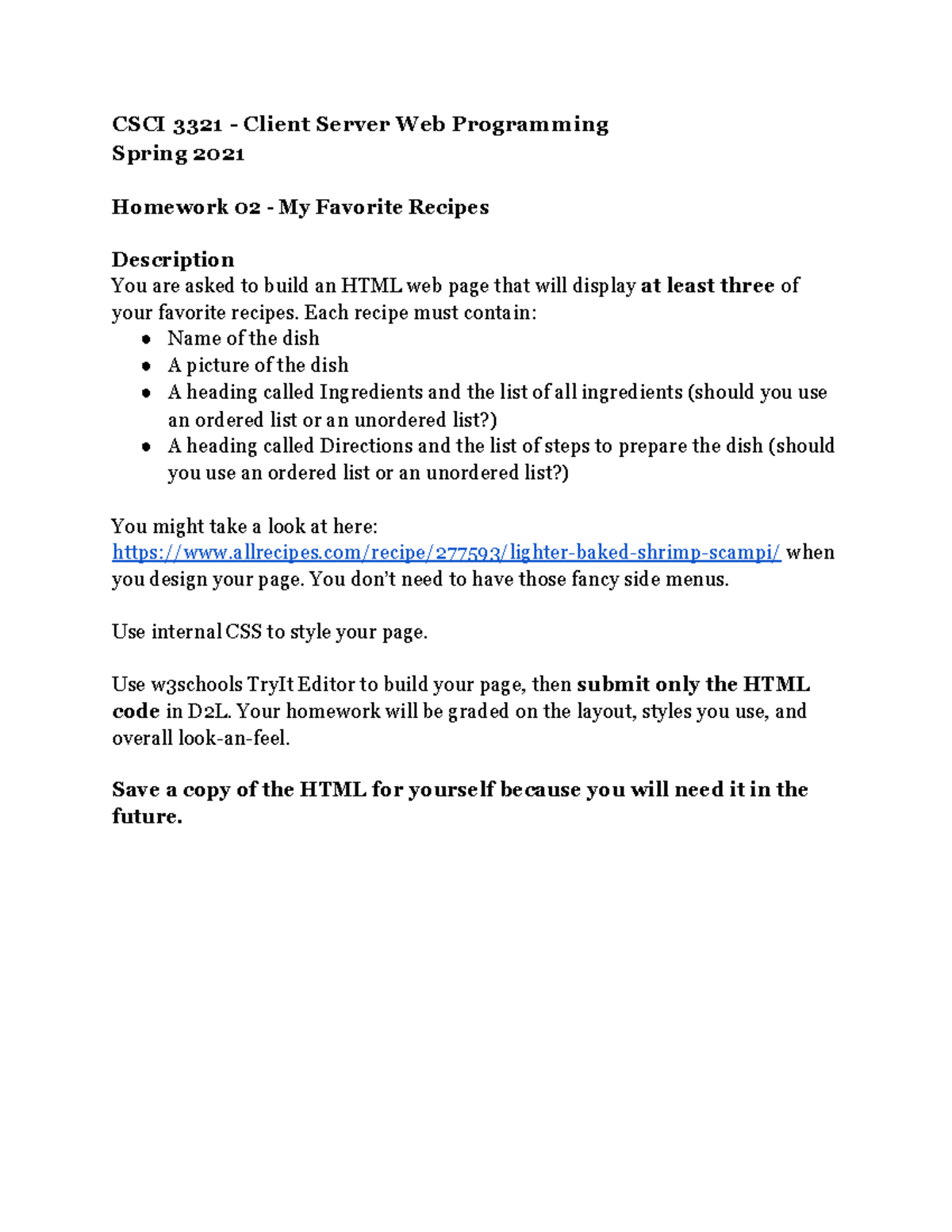 CSCI3321 Homework 02 - CSCI 3321 - Client Server Web Programming Spring 2021 Homework 02 - My ...