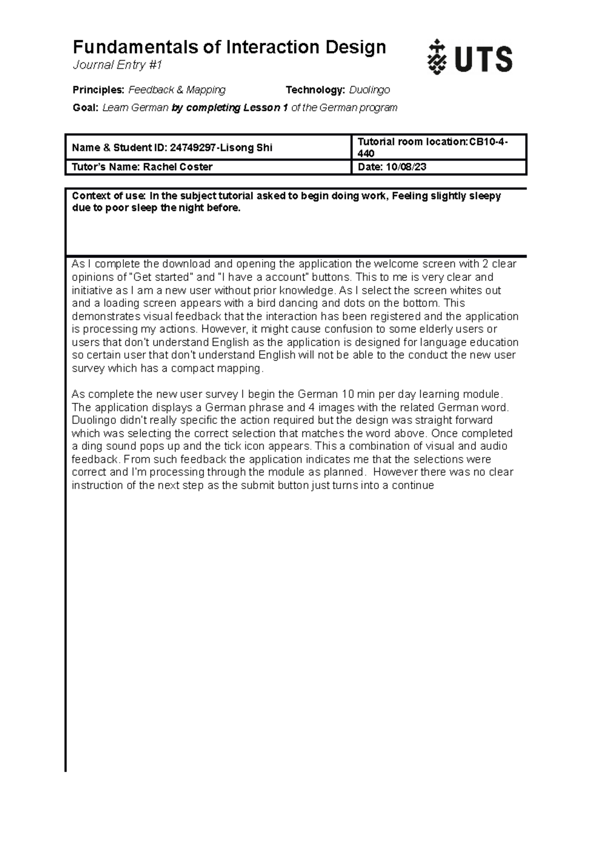not clicking please - Fundamentals of Interaction Design Journal Entry ...