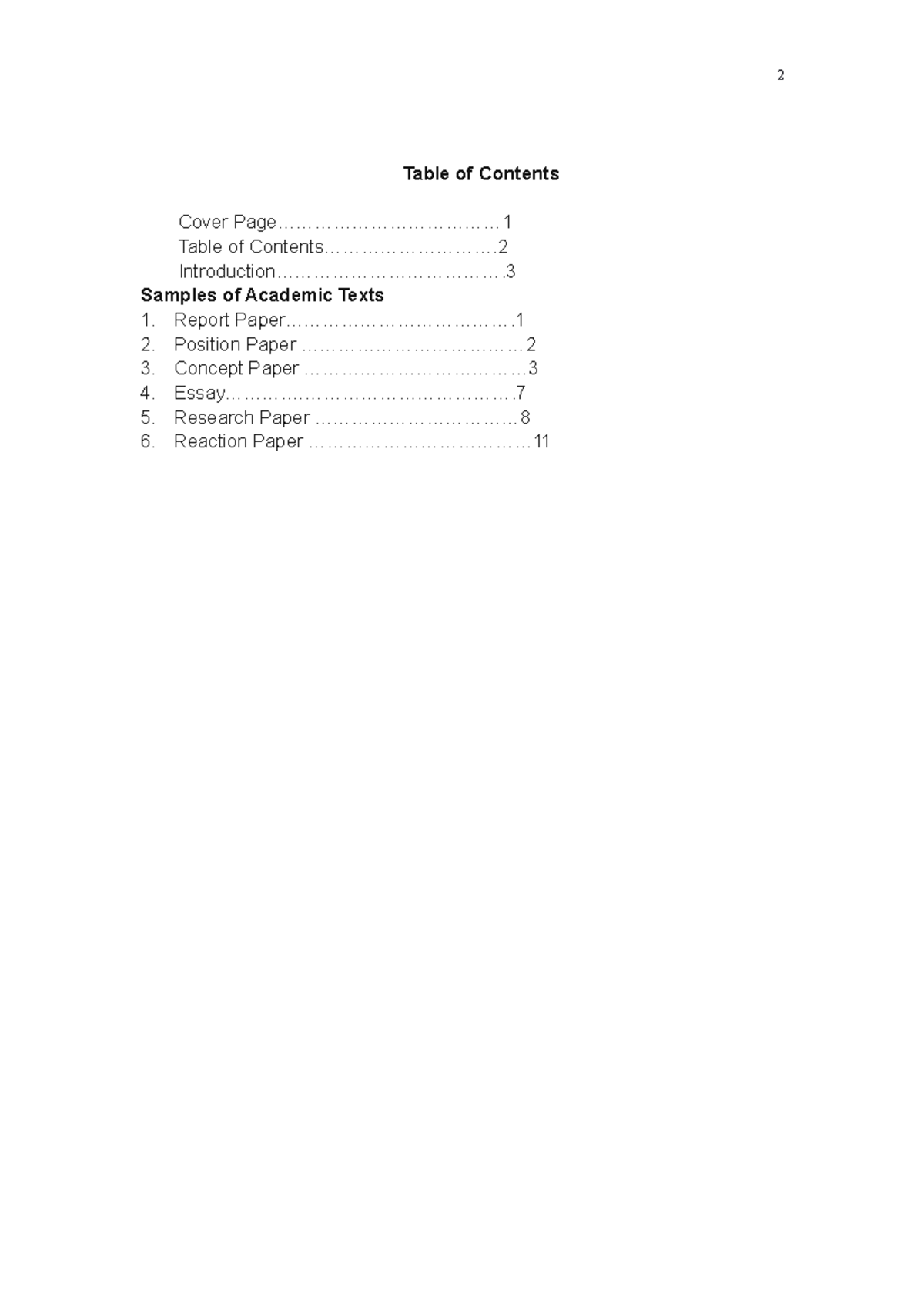 Table of Conten - Research - Table of Contents - Cover Page