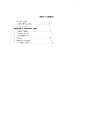 Samples OF Academic Texts - Samples of Academic Texts 1 .) Report Paper ...