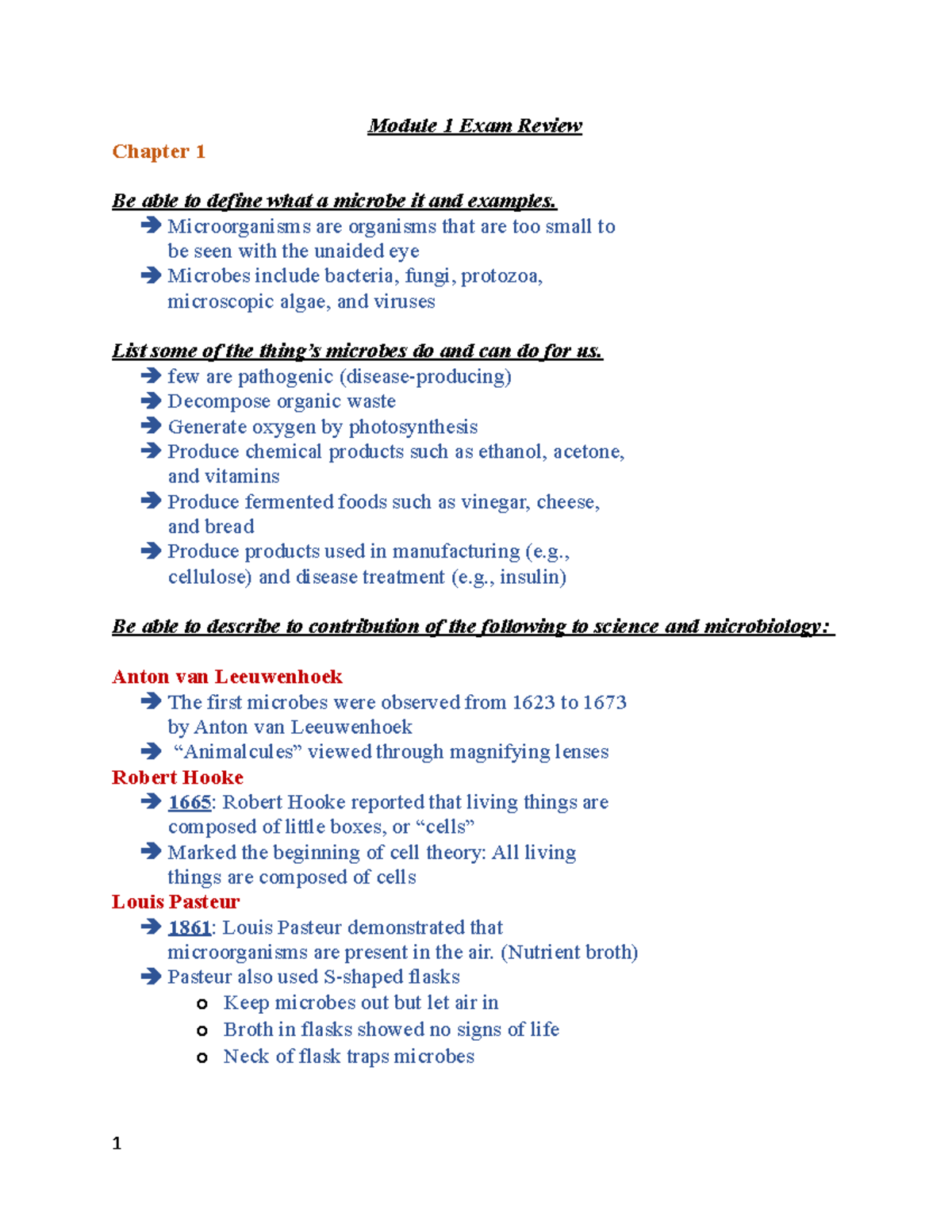 Chapter 1, 3, 4 - Module 1 Exam Review Chapter 1 Be able to define what ...