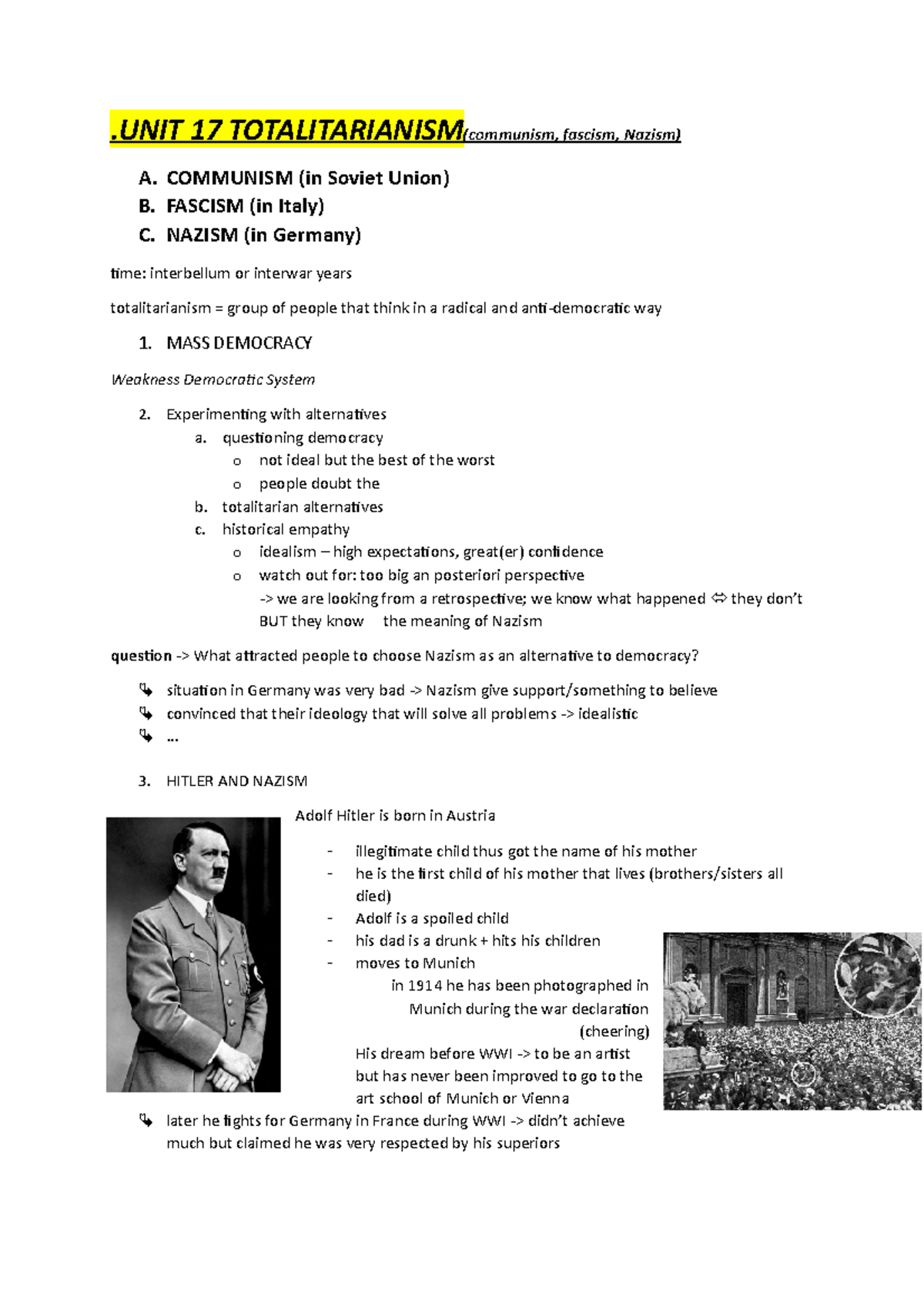 UNIT 17: TOTALITARIANISM - .UNIT 17 TOTALITARIANISM(communism, fascism ...