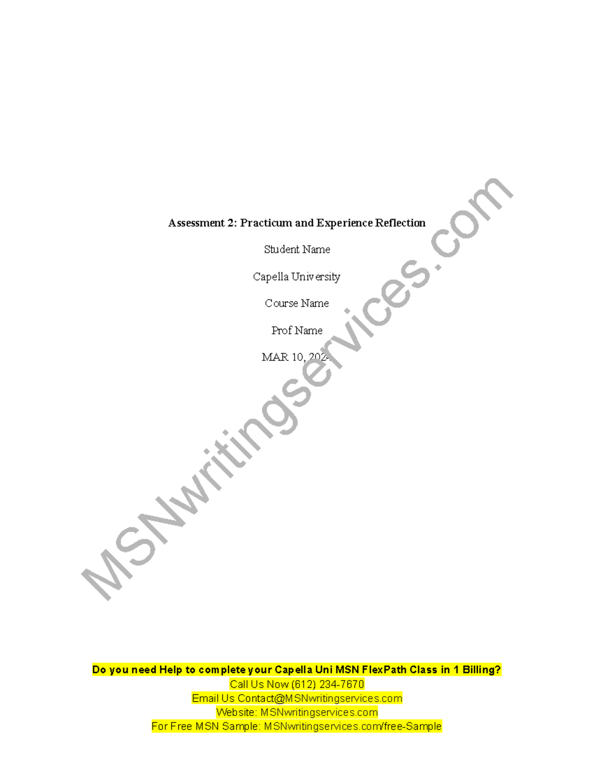 NURS FPX 6025 Assessment 2 Practicum and Experience Reflection - Assessment 2: Practicum and ...