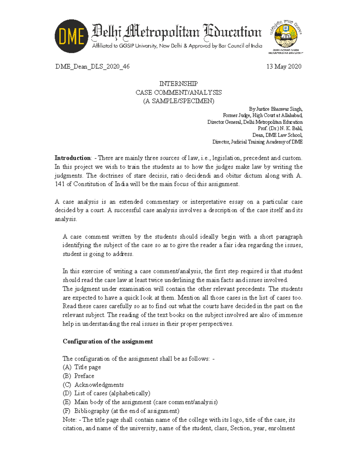 Internship AS CASE Analysis - DME_Dean_DLS_2020_46 13 May 2020 ...