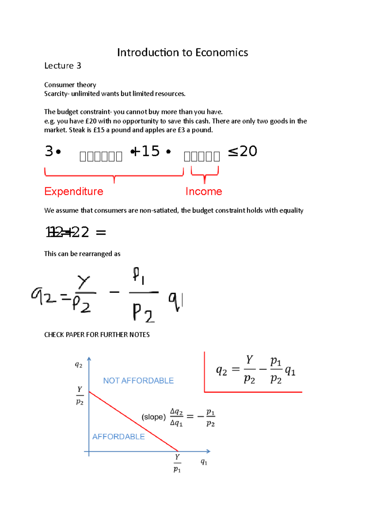 Introduction to Economics lecture 3&4 - Introduction to Economics ...