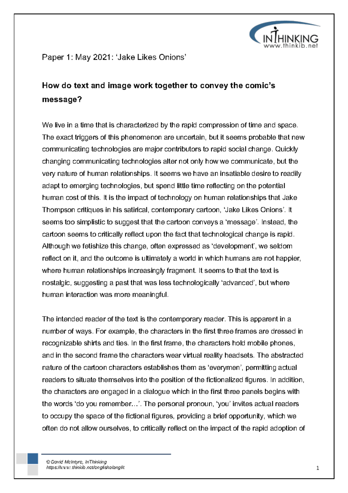 Sample jake-likes-onions sample 7 - 1 © David McIntyre, InThinking ...