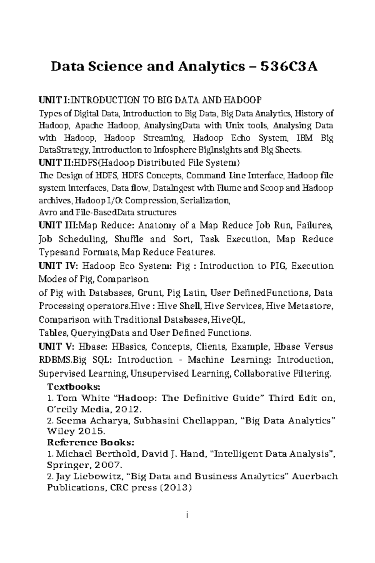 Data Science and Analytics - i UNIT I:INTRODUCTION TO BIG DATA AND ...