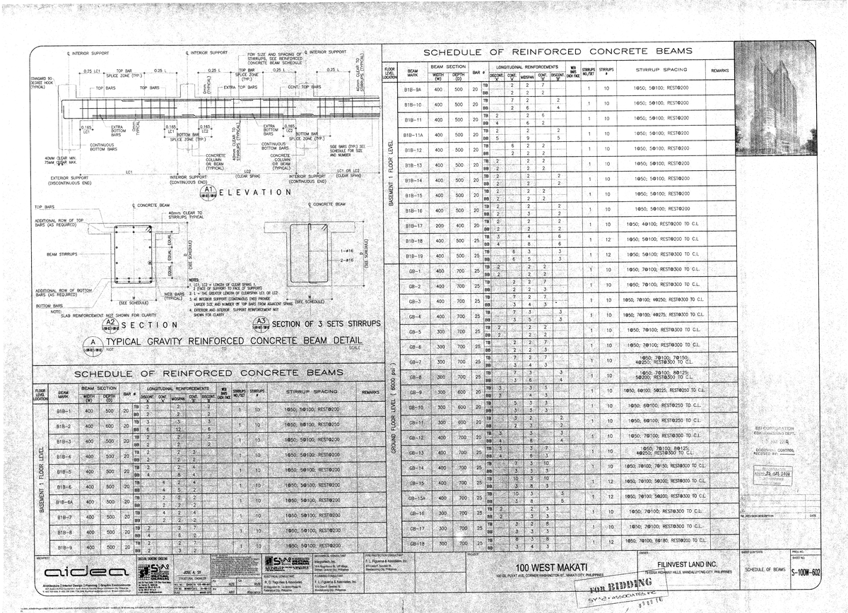 S-100W-602 Schedule of Beams - BS Civil Engineering - Studocu