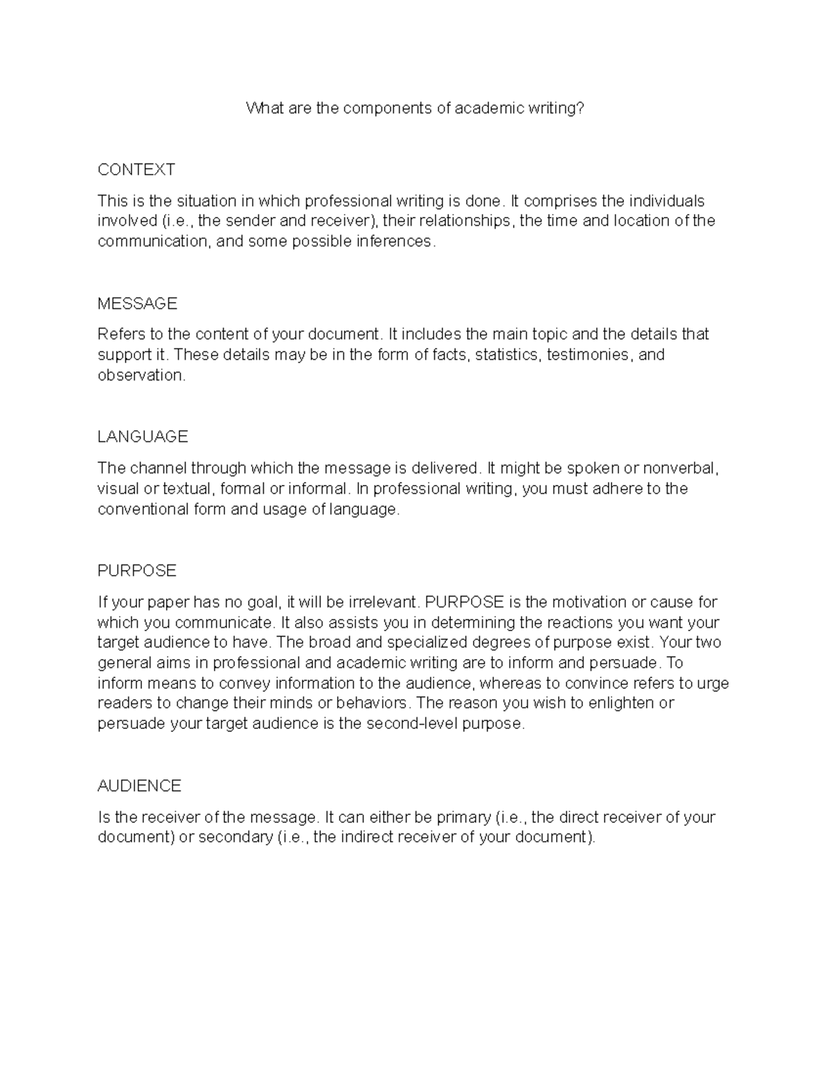 What are the components of academic writing - What are the components ...