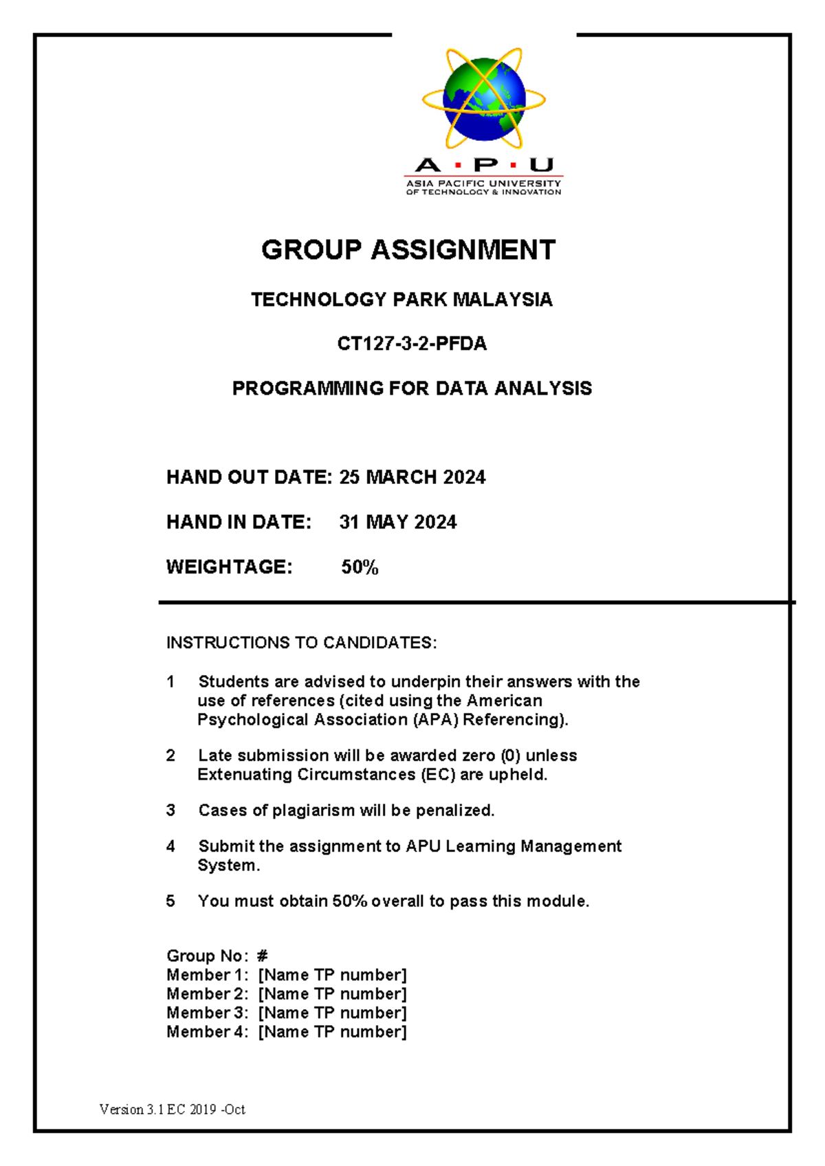 2. APU Assignment Cover - GROUP ASSIGNMENT TECHNOLOGY PARK MALAYSIA CT127-3-2-PFDA PROGRAMMING ...