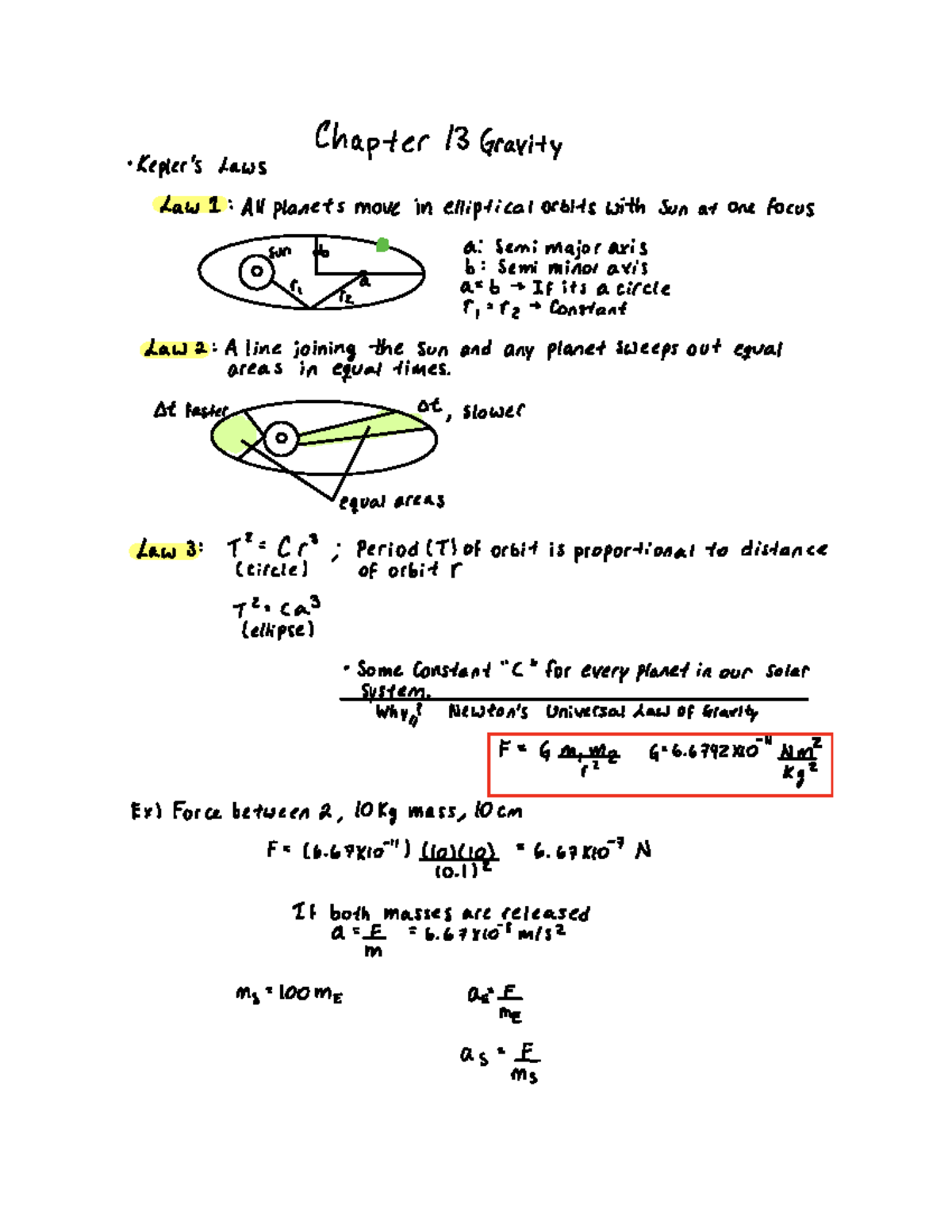Chapter 13 Gravity - Lecture notes 13 - Chapter 13 Gravity Kepler's ...