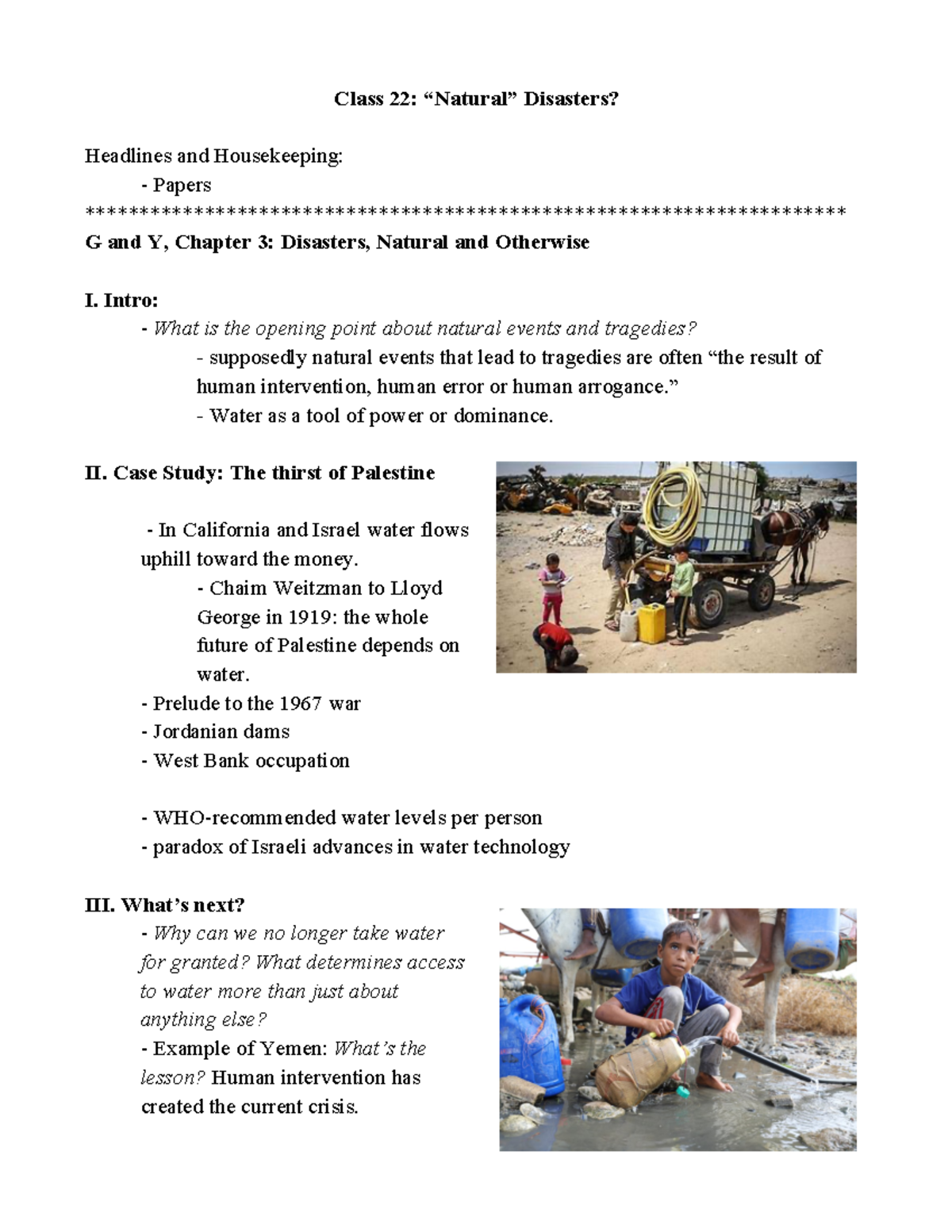 Class 23, G and Y on 'Natural Disasters' - Class 22: “Natural ...