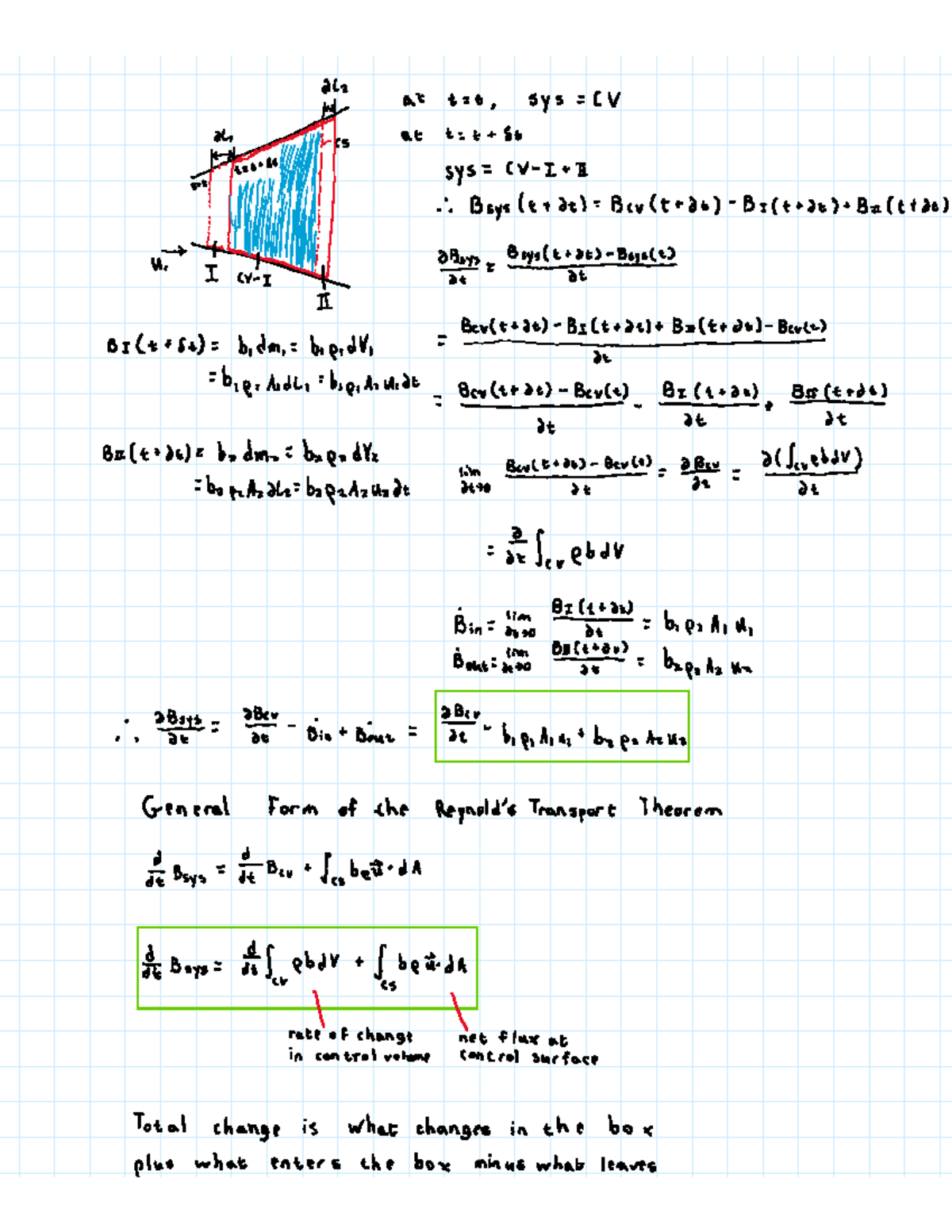 27 Derivation of Reynold's Transport Theorem - Engr 323 - Studocu