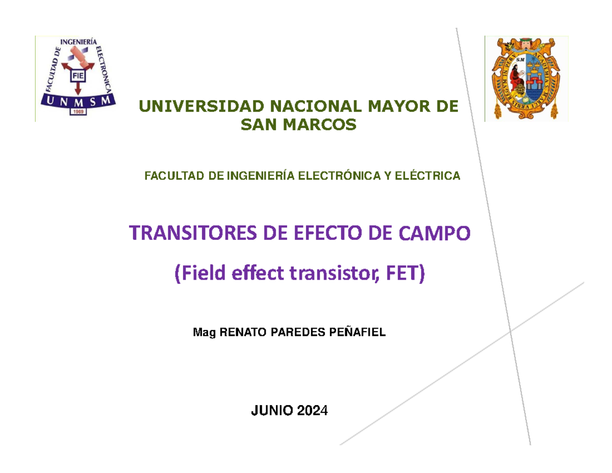 1 Sem FET - UNIVERSIDAD NACIONAL MAYOR DE SAN MARCOS FACULTAD DE ...