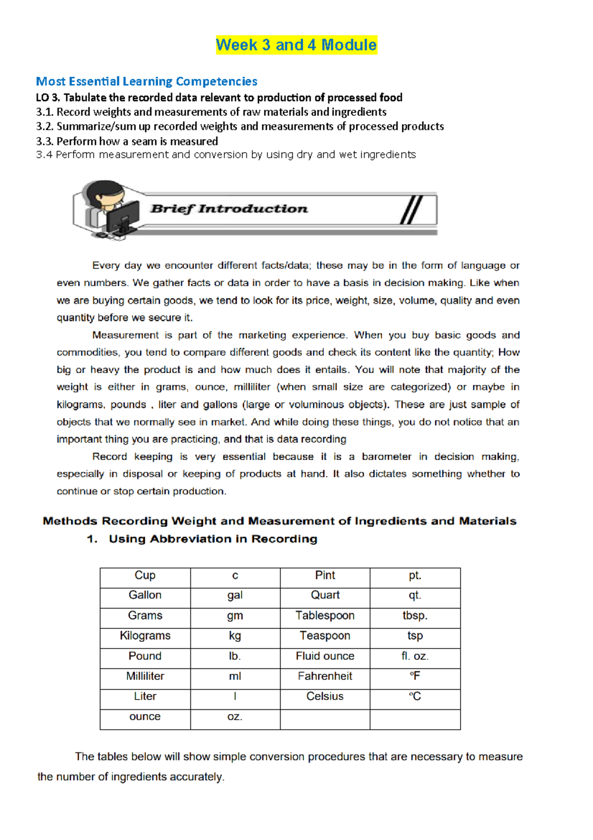 Week 3 and 4 Module - Week 3 and 4 Module Most Essential Learning ...