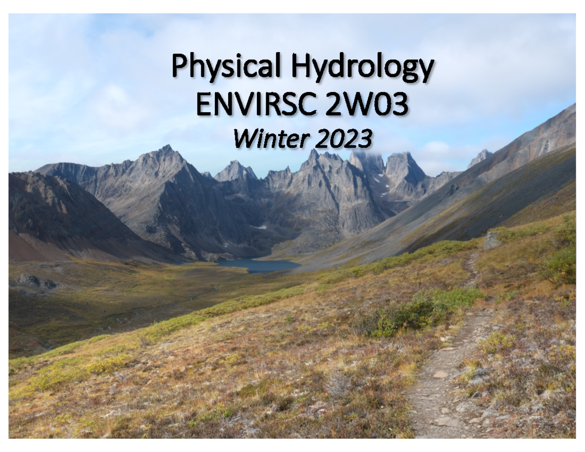1 Introduction - 111111 - Physical Hydrology ENVIRSC 2 W0 3 Winter 2023 ...