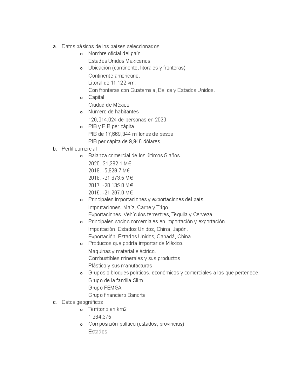 Datos básicos de México para Evidencia 1 - a. Datos básicos de los ...