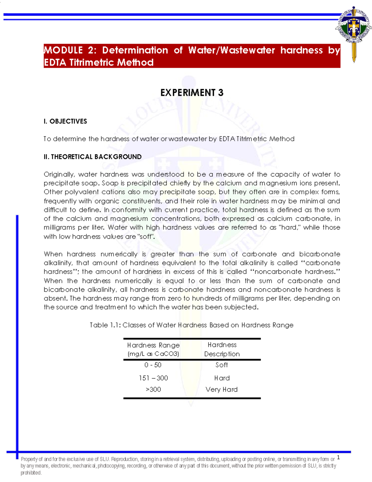 Ch E 3131L Module 2 Hardness - Property of and for the exclusive use of ...