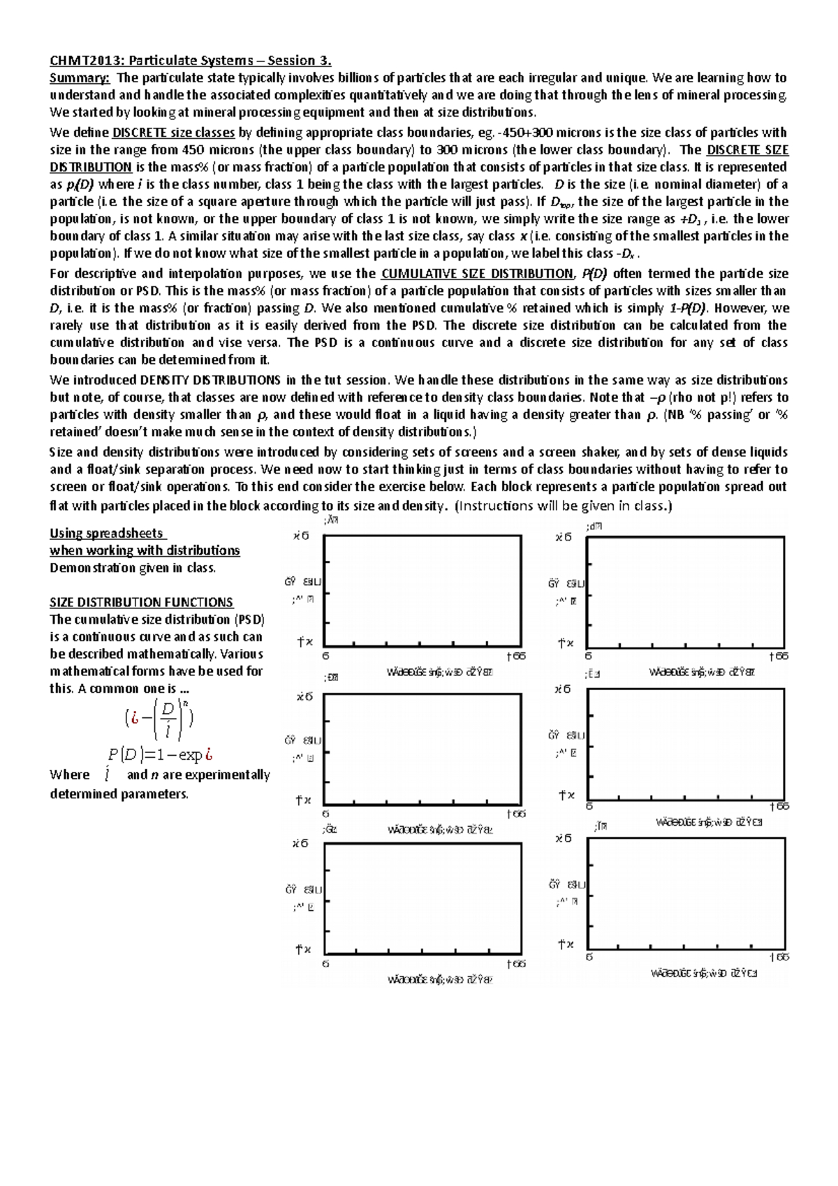 Exercise 2A - CHMT2013: Particulate Systems – Session 3. Summary: The ...