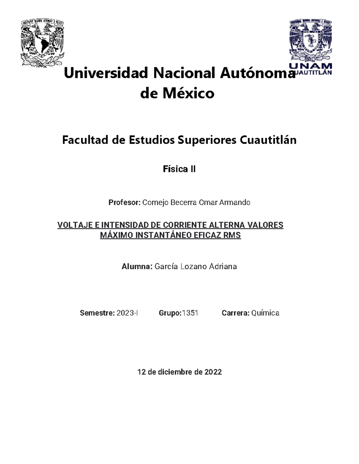 Voltaje E Intensidad DE Corriente Alterna Valores Máximo Instantáneo ...