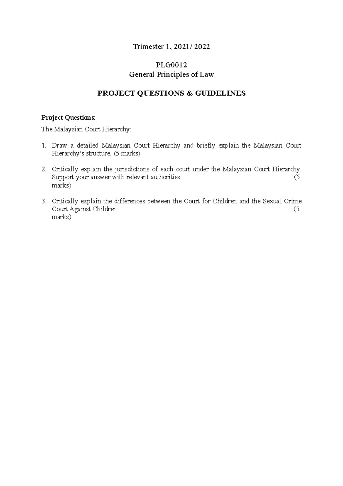 GPOL (15 oct) - assignment Gpol - Trimester 1, 2021/ 2022 PLG General ...