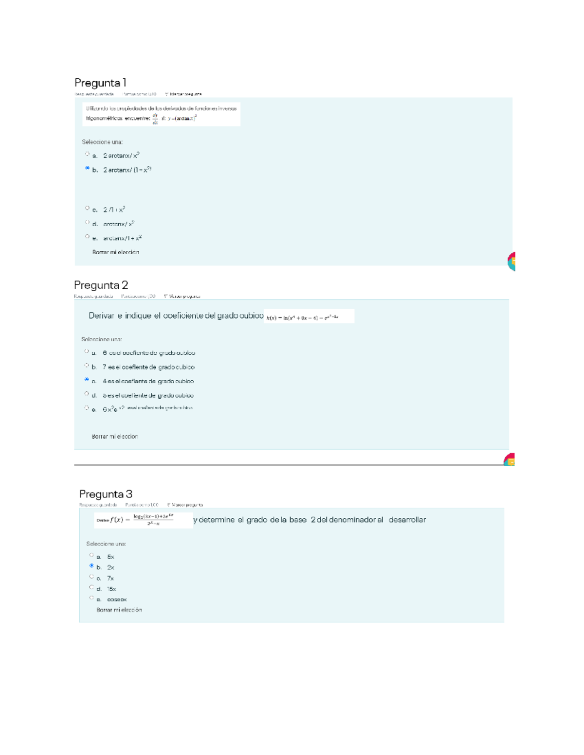 Autoevaluación 2 C. I - Cálculo Integral - Studocu