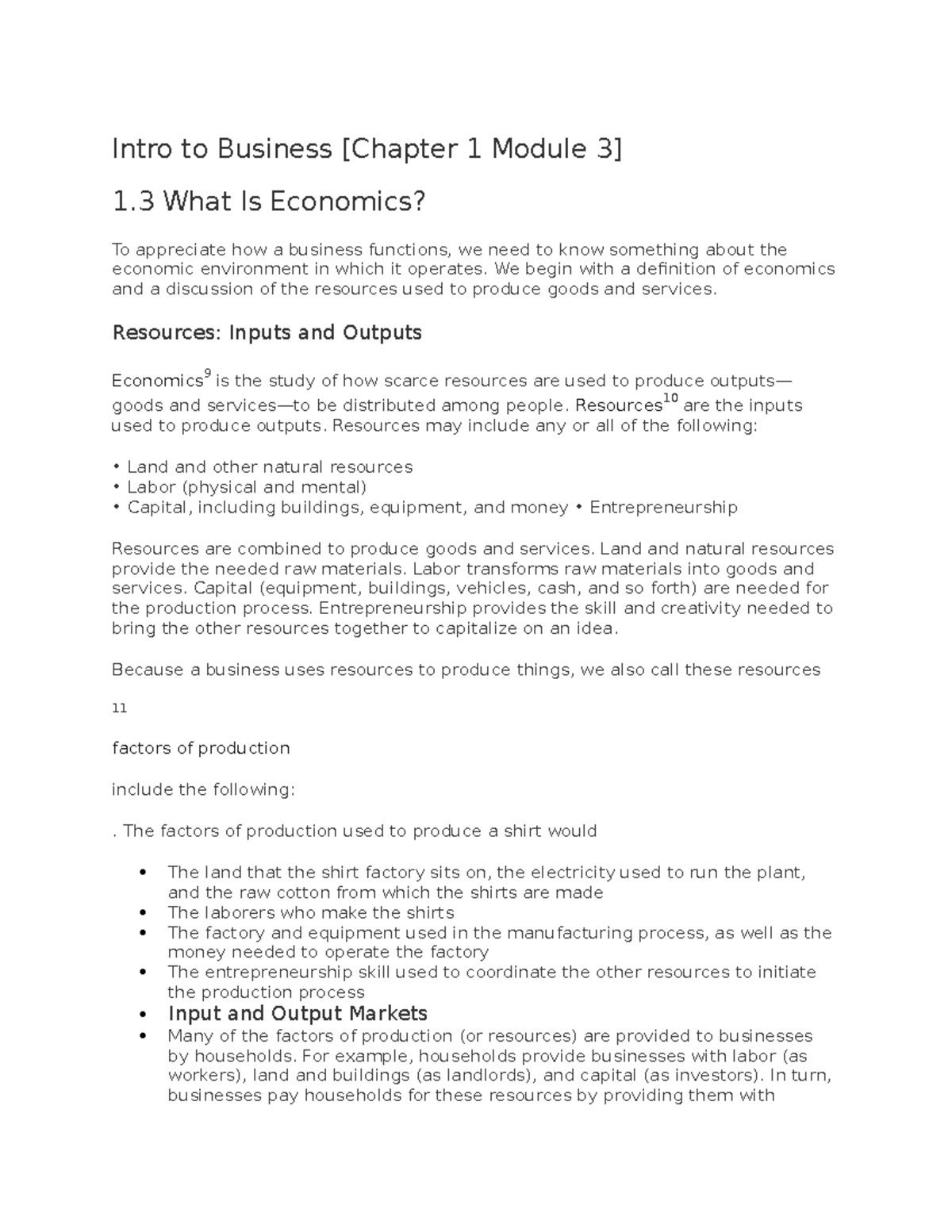 Intro to BUSN CH 1 [Module 3] - Intro to Business [Chapter 1 Module 3 ...
