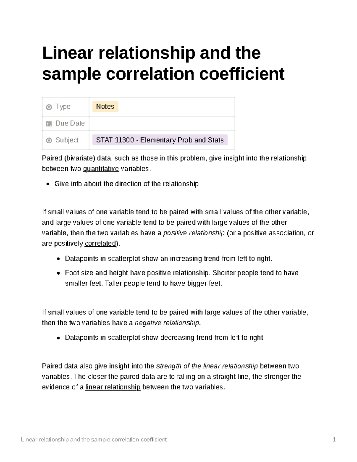Linear relationship and the sample correlation coefficient - Give info ...