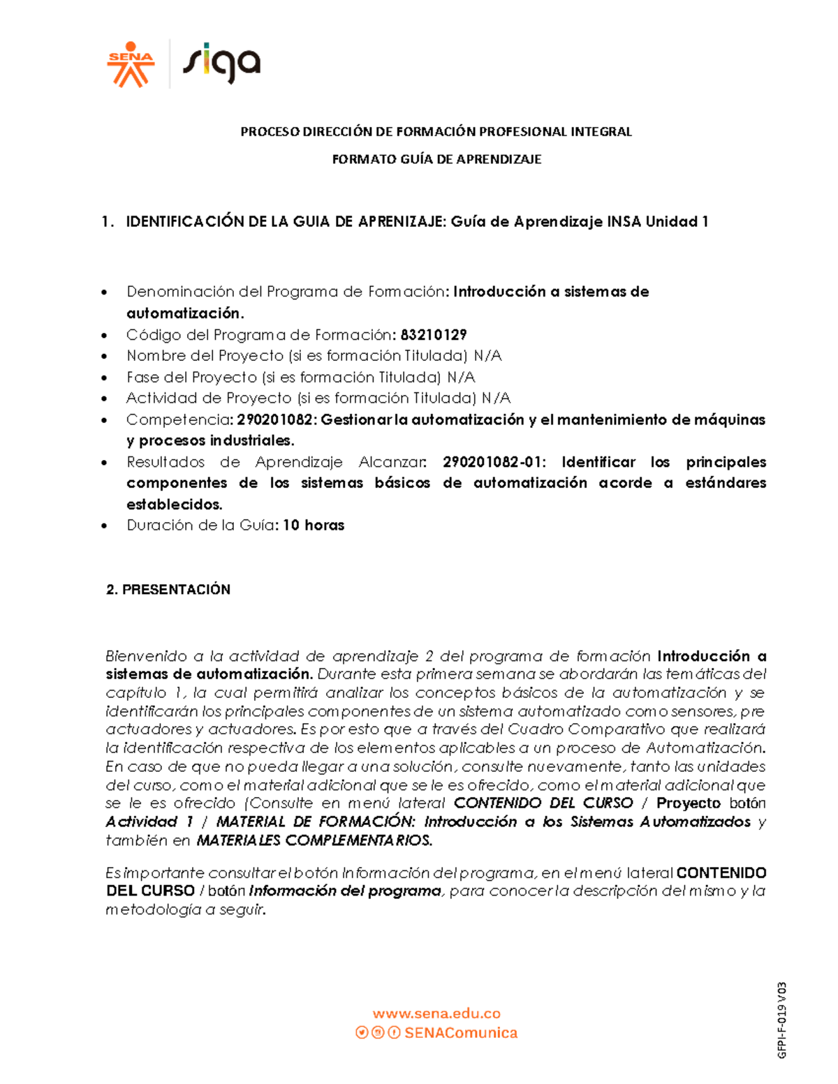 Guía de Aprendizaje 1 INSA 2022 - PROCESO DIRECCI”N DE FORMACI”N PROFESIONAL INTEGRAL FORMATO ...