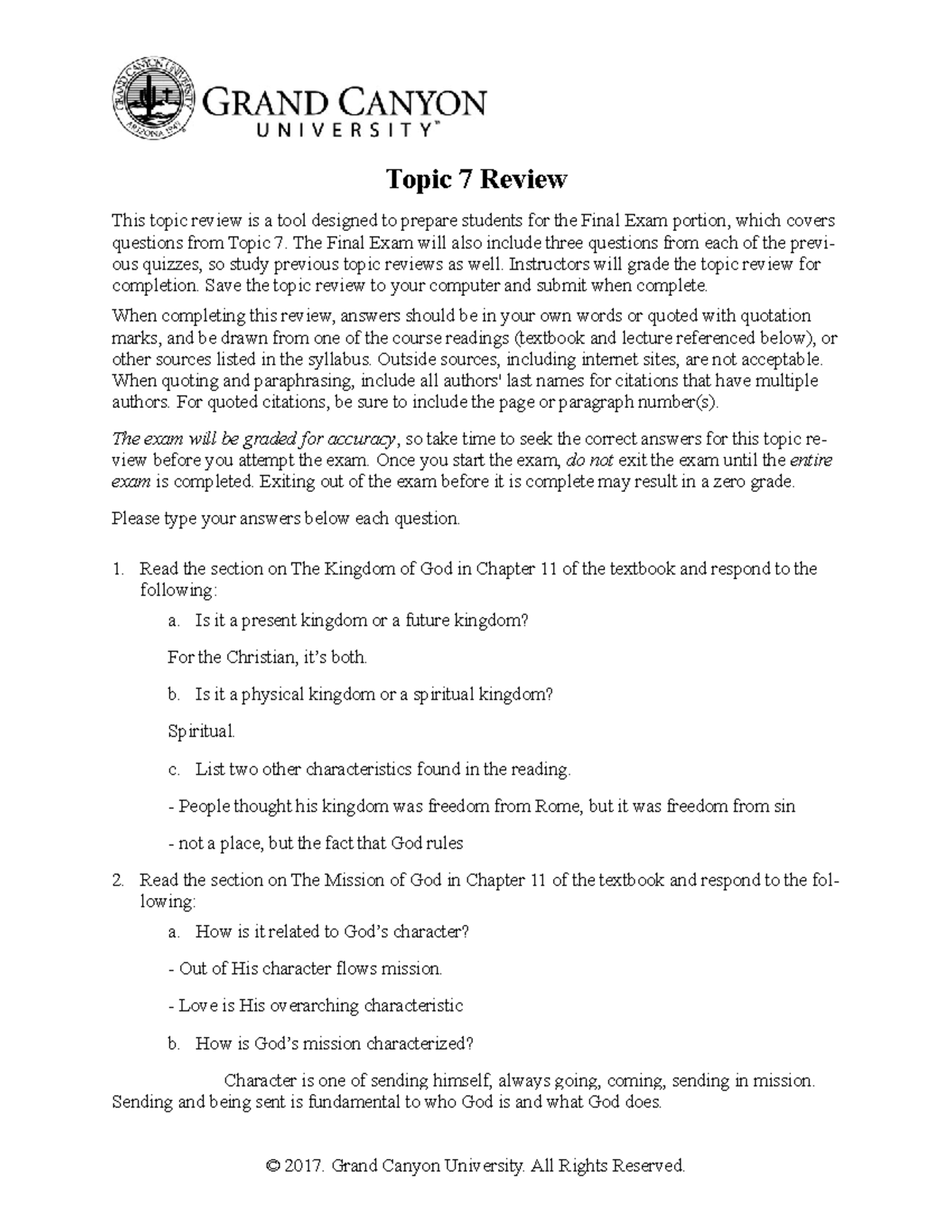 Topic 7 Review Complete - Topic 7 Review This topic review is a tool ...