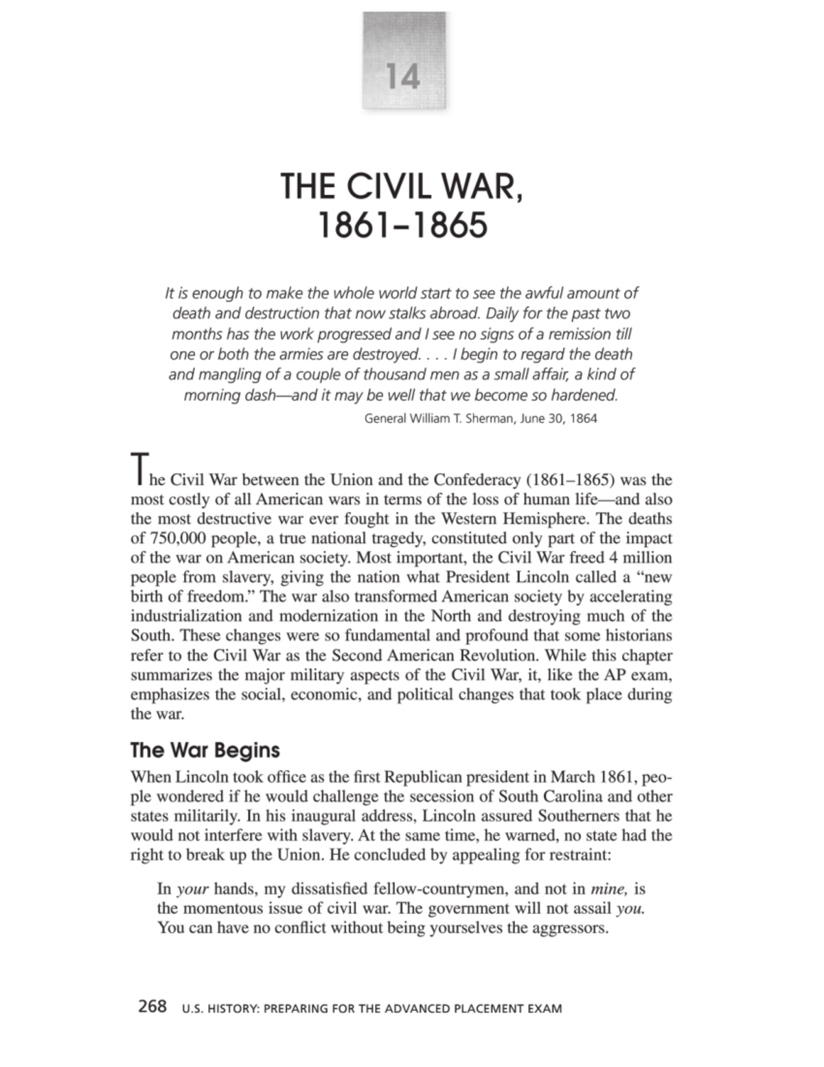 Amsco ch14 the civil war 1861 1865 - 14 THE CIVIL WAR, It is enough to ...