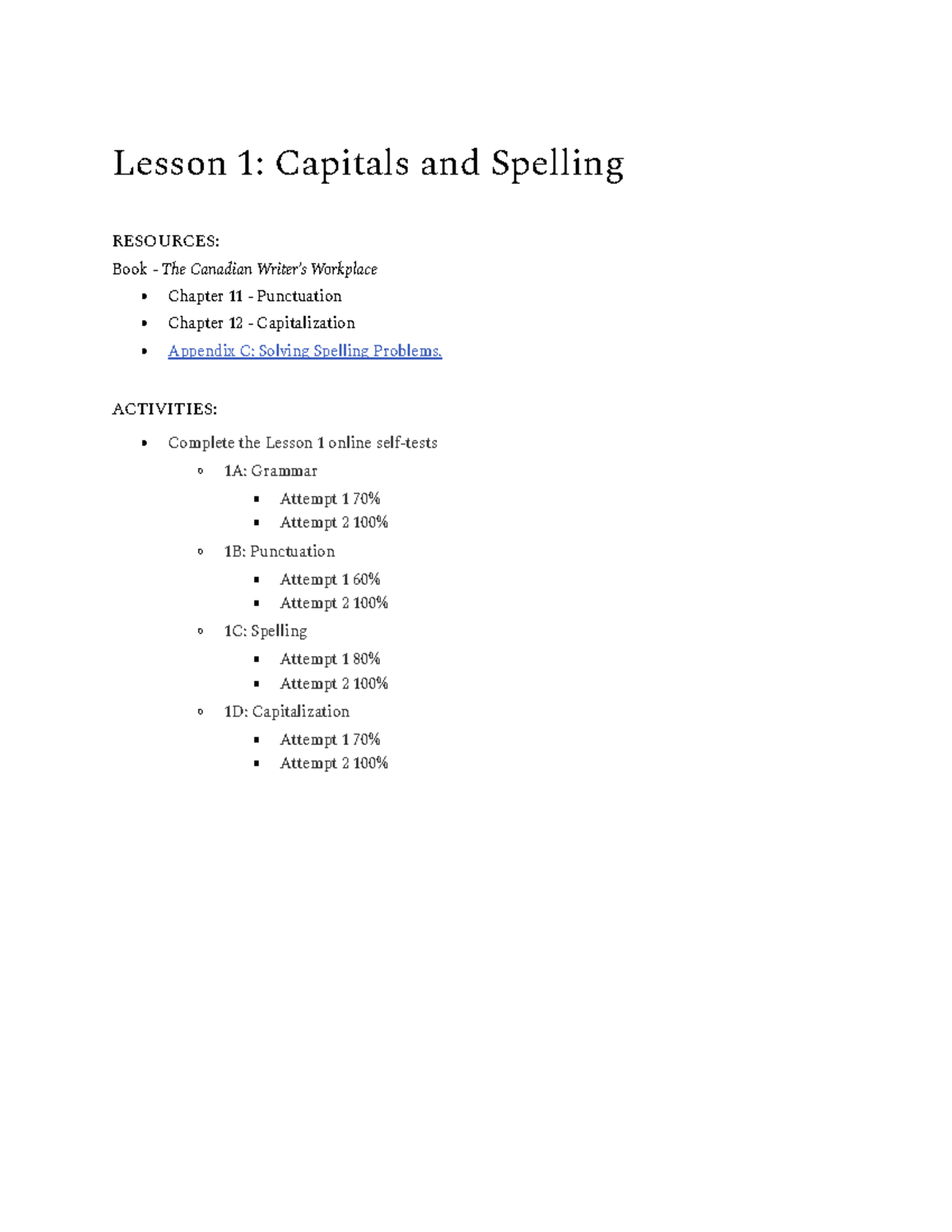 Lesson 1: Capitals and Spelling - Lesson 1: Capitals and Spelling ...