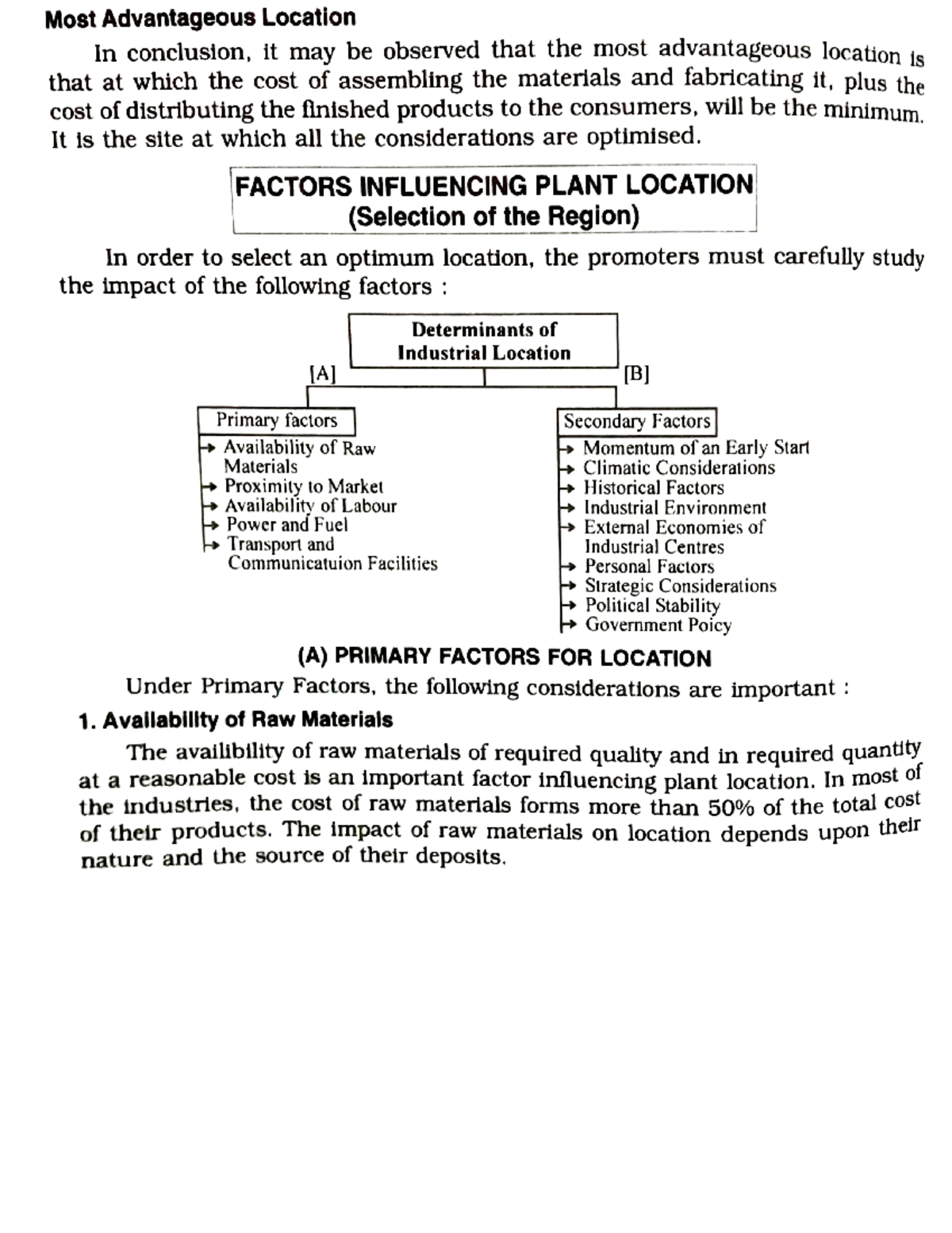 Factors influencing plant location - Bachelor of Commerce - Studocu