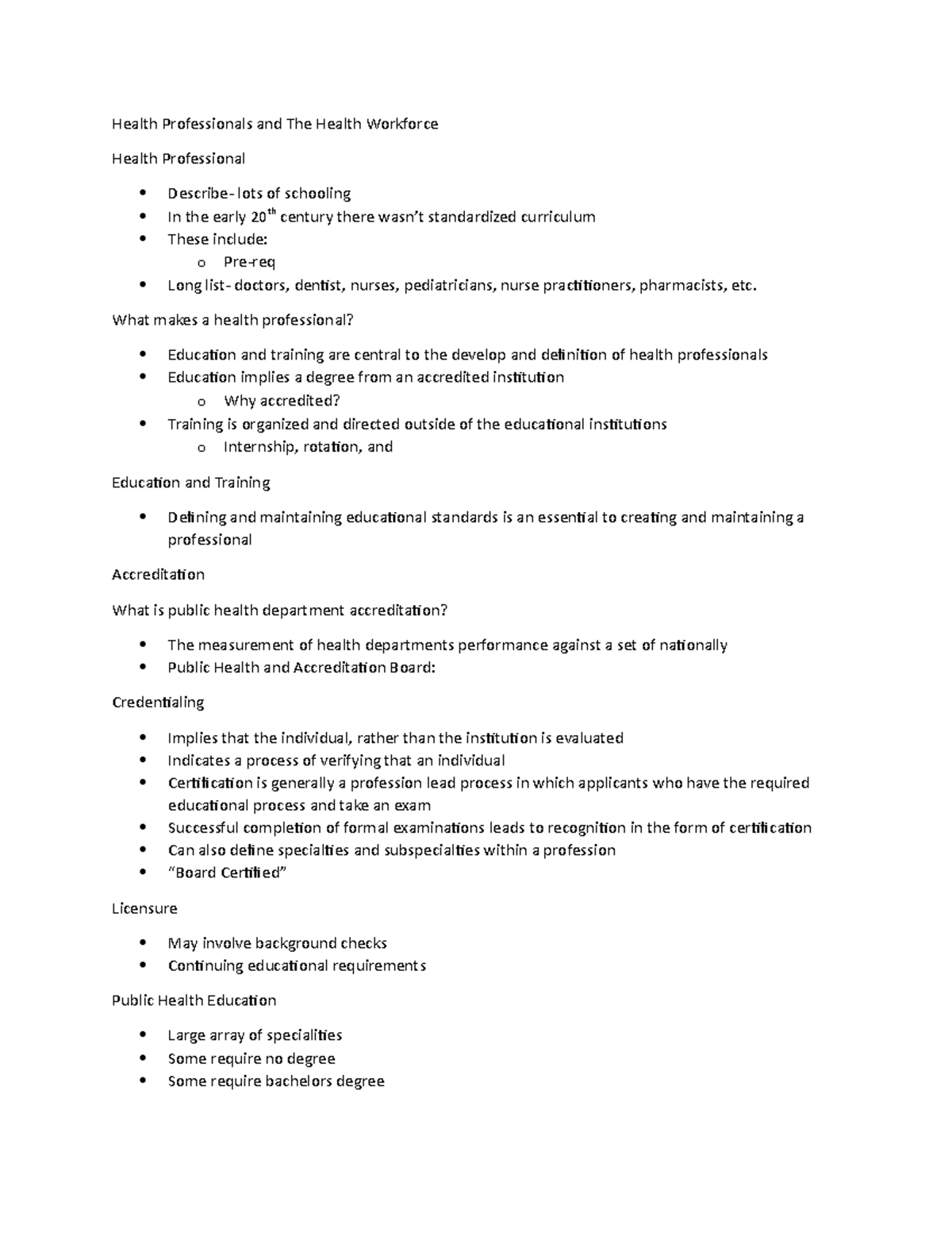 Intro to pub health lecture 6 1-30-18 - Health Professionals and The ...