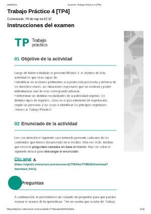 Examen Trabajo Práctico 1 [TP1] 100% - Trabajo Práctico 1 [TP1] Comenzado: 10 de abr en 17 ...